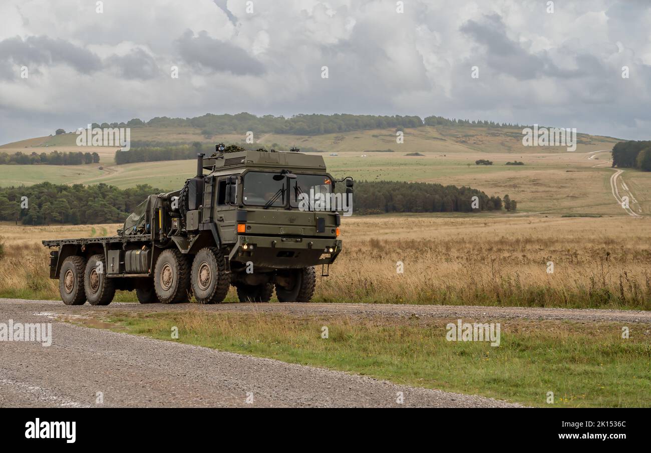 British army MAN HX77 SV 8x8 EPLS Heavy Utility Truck in action on a ...