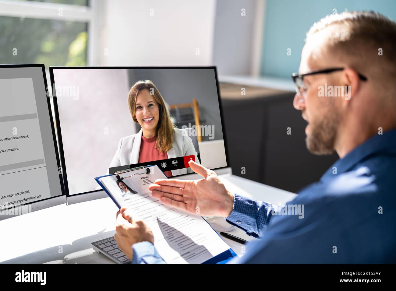 Virtual Job Interview Webcast Using Online Video Conference Stock Photo ...