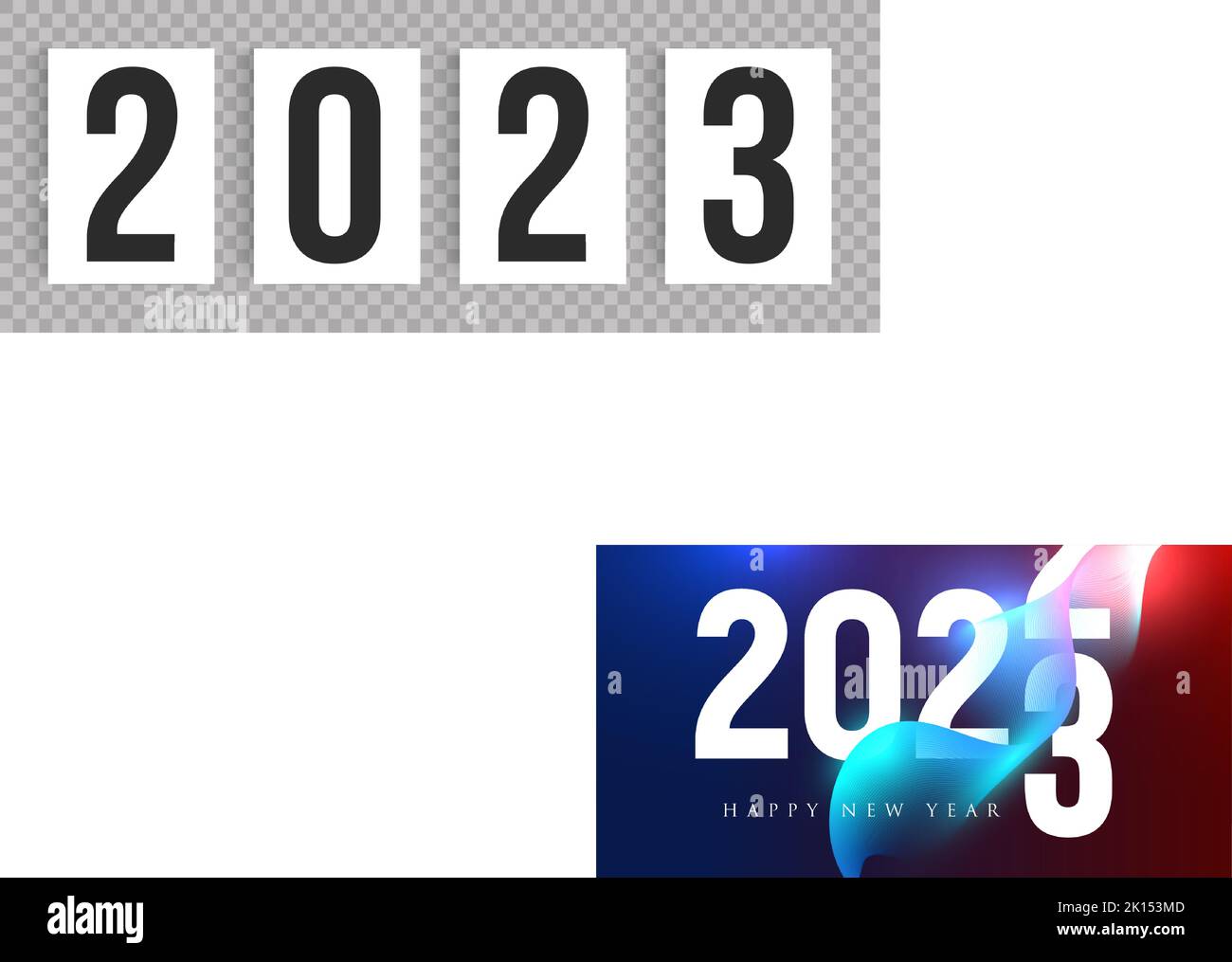 2023 numbers in minimalistic style on white paper sheets backdrop ...