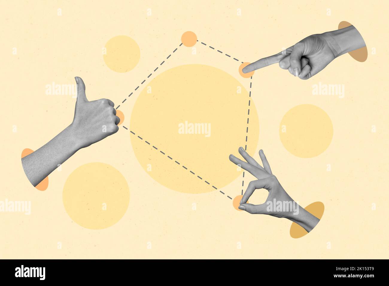 Creative abstract template collage of hands fingers showing different ...