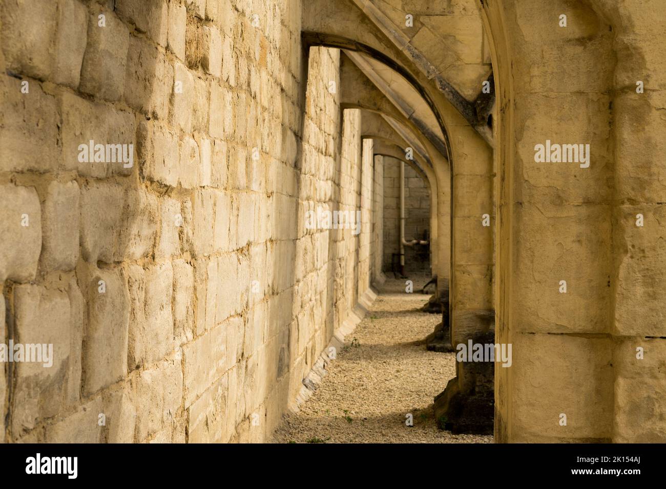 A stone tiled wall inside the Gloucester Cathedral in Gloucester ...