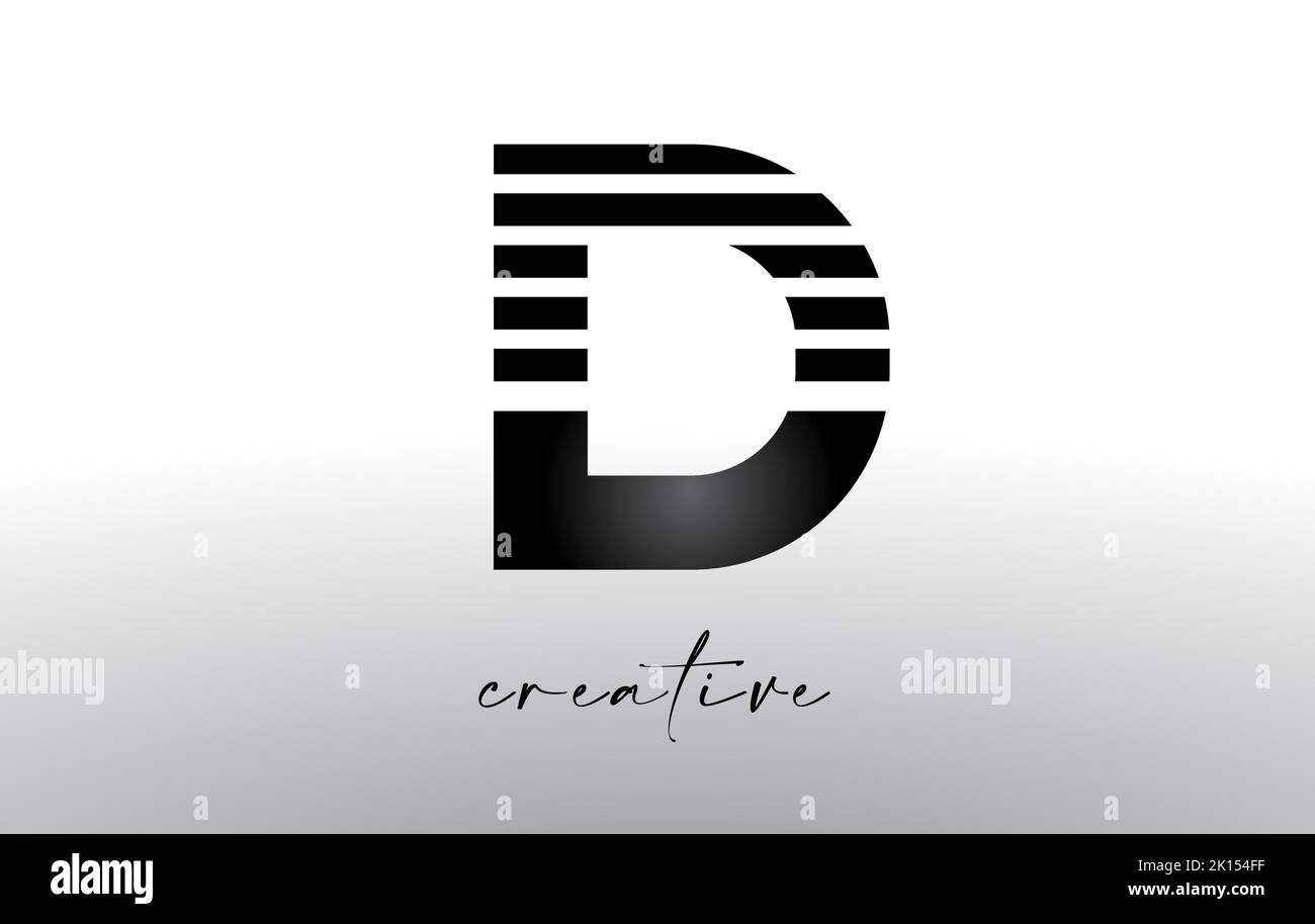 Lines Letter D Logo Design with Creative Lines Cut on half of The ...