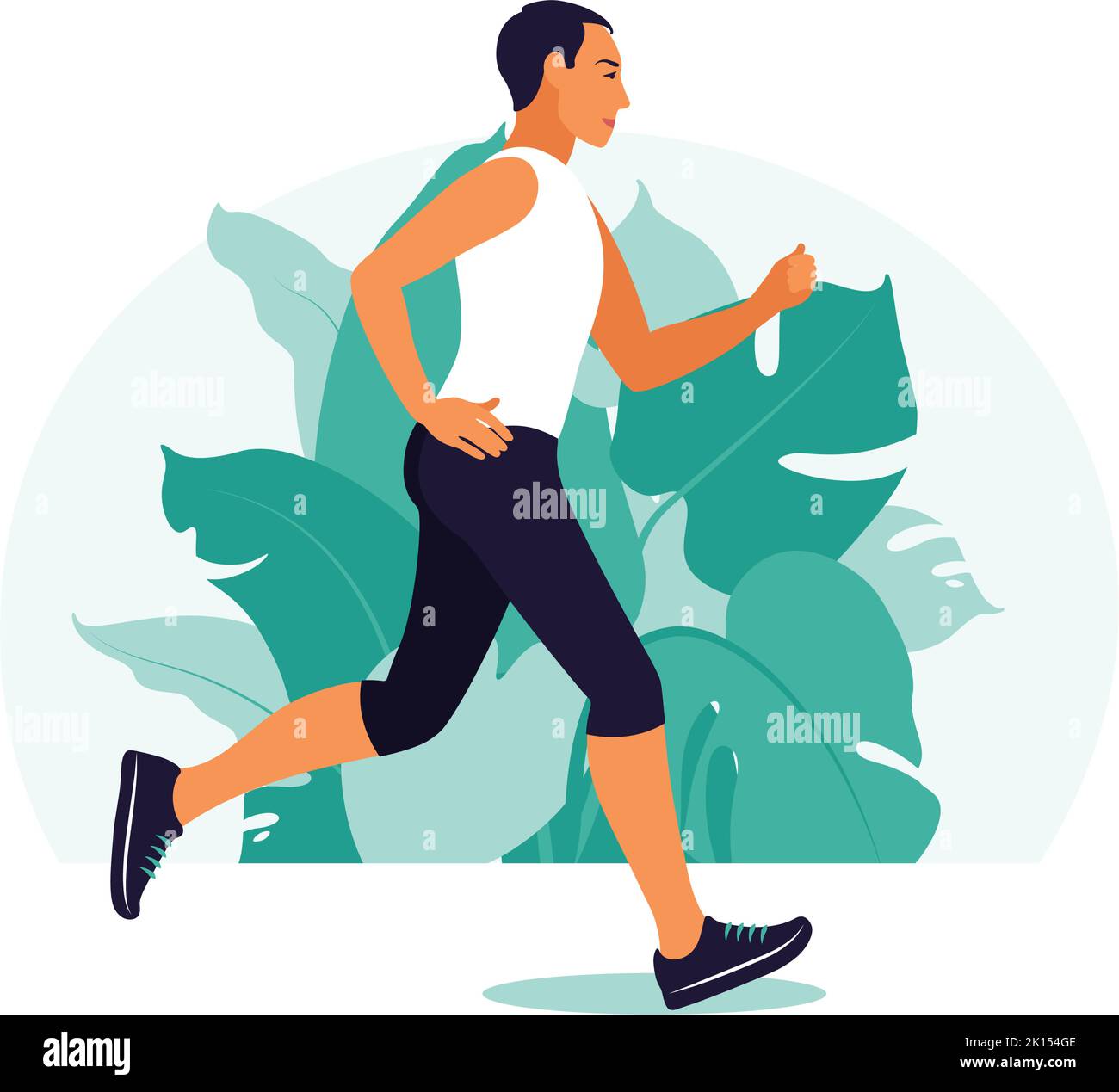 Man running in the park. He doing physical activity outdoors at the ...
