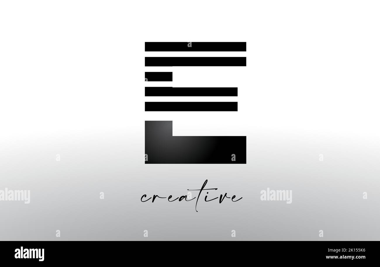 Lines Letter E Logo Design with Creative Lines Cut on half of The ...