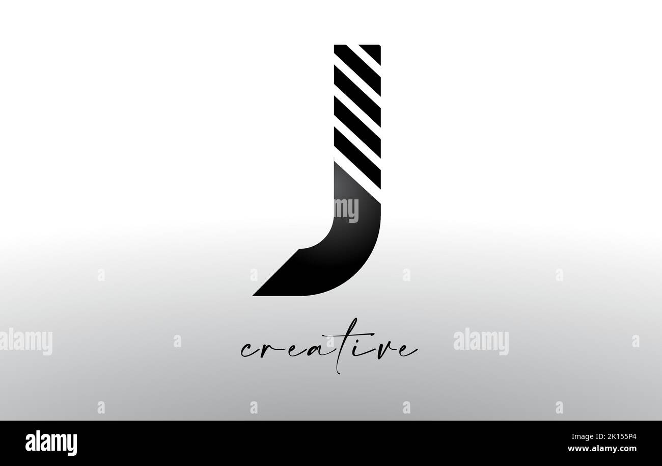 Lines Letter J Logo Design with Creative Lines Cut on half of The ...