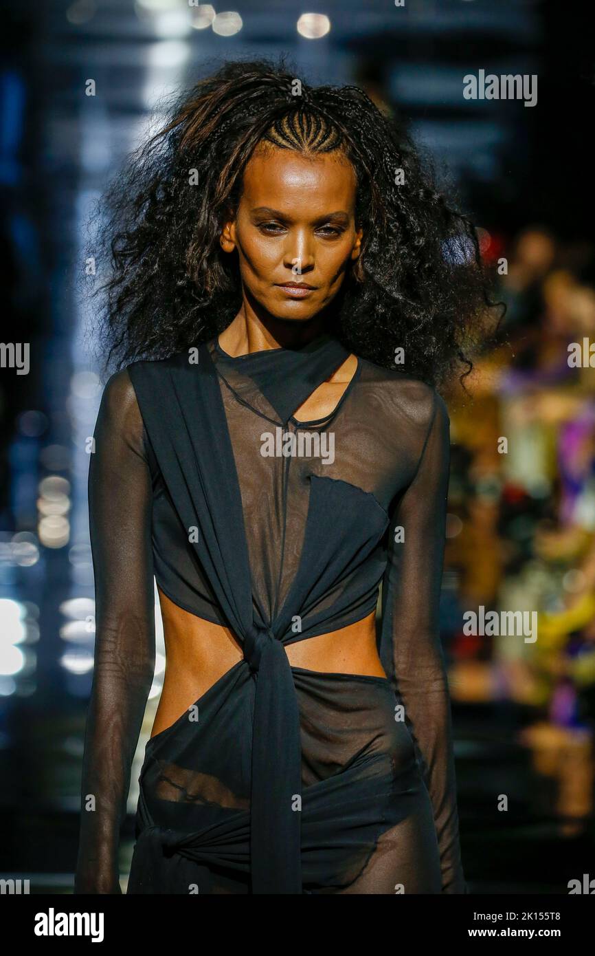 Model Liya Kebede walks on the runway at the Tom Ford fashion show during the Spring Summer 2023 ...