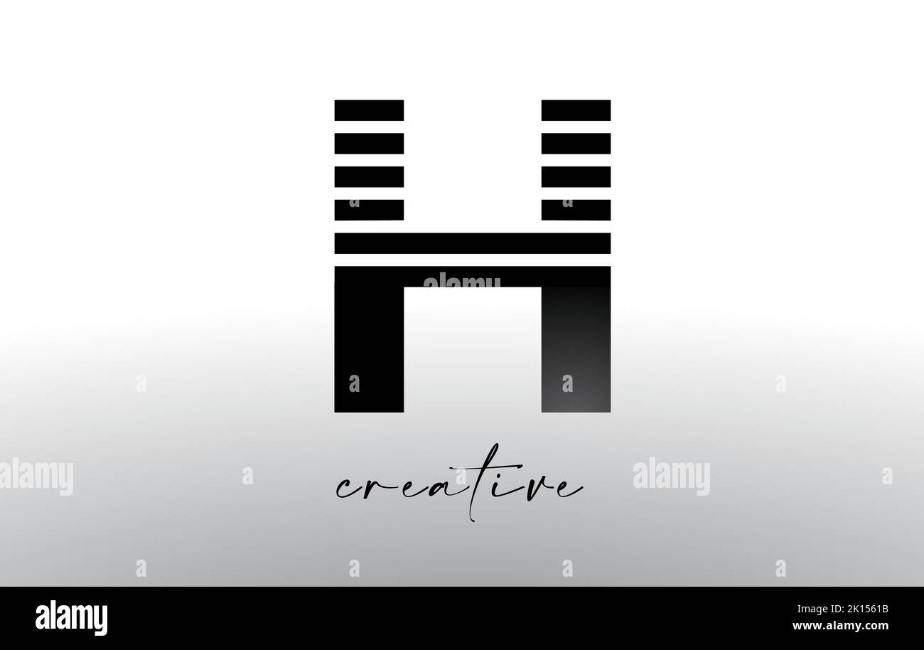 Lines Letter H Logo Design with Creative Lines Cut on half of The ...
