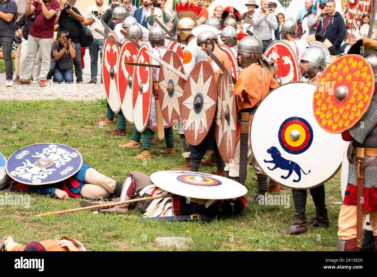 Roman Festival Reenactment of Roman battle and military maneuvers with ...
