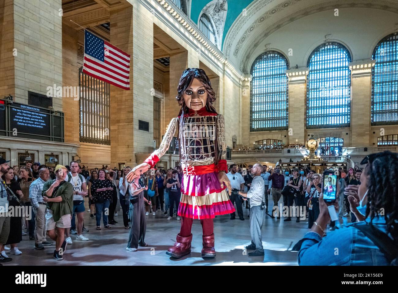 New York, USA. 15th Sep, 2022. Little Amal, a 12-foot tall giant puppet ...