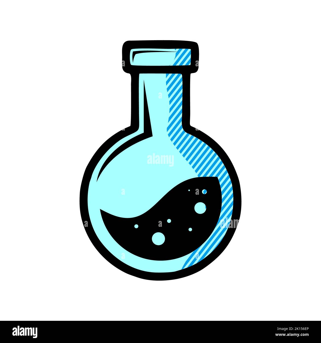 Black line Bottle with potion icon isolated on white background. Flask ...