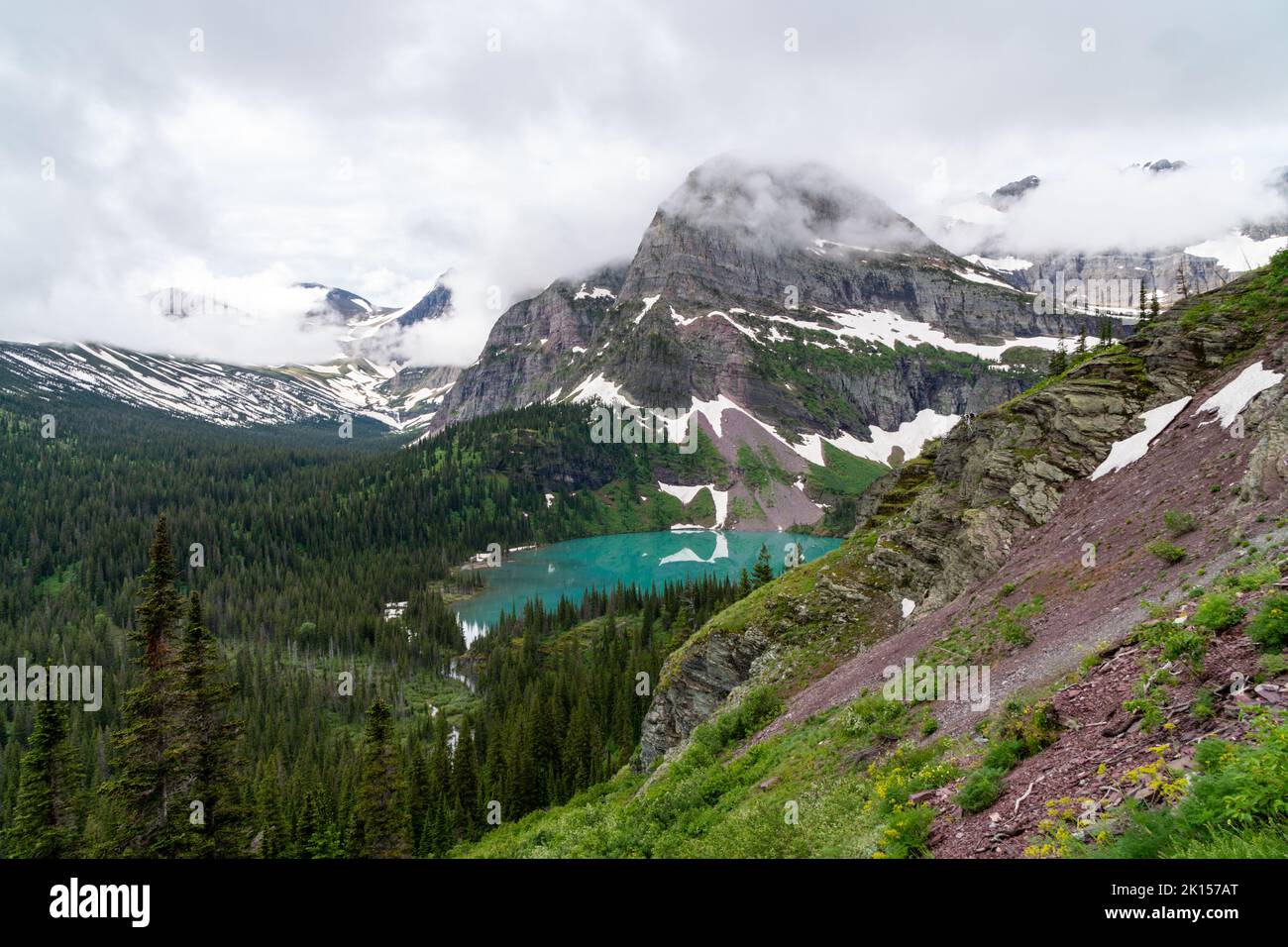Grinnell Lake, as seen from the Grinnell Glacier trail in Glacier ...