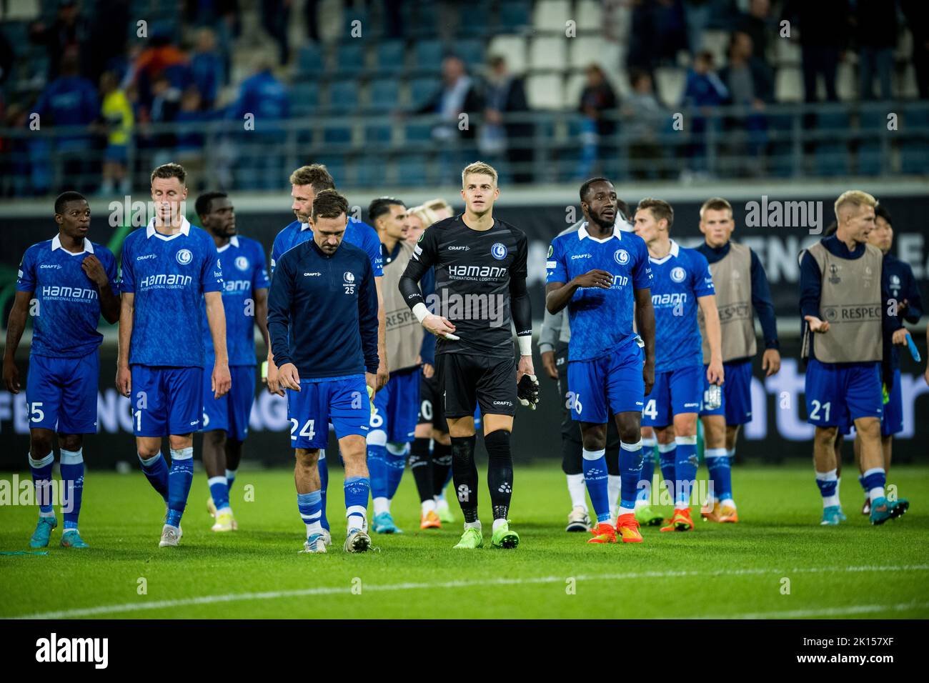 Gent's players celebrate after winning a soccer match between Belgian ...