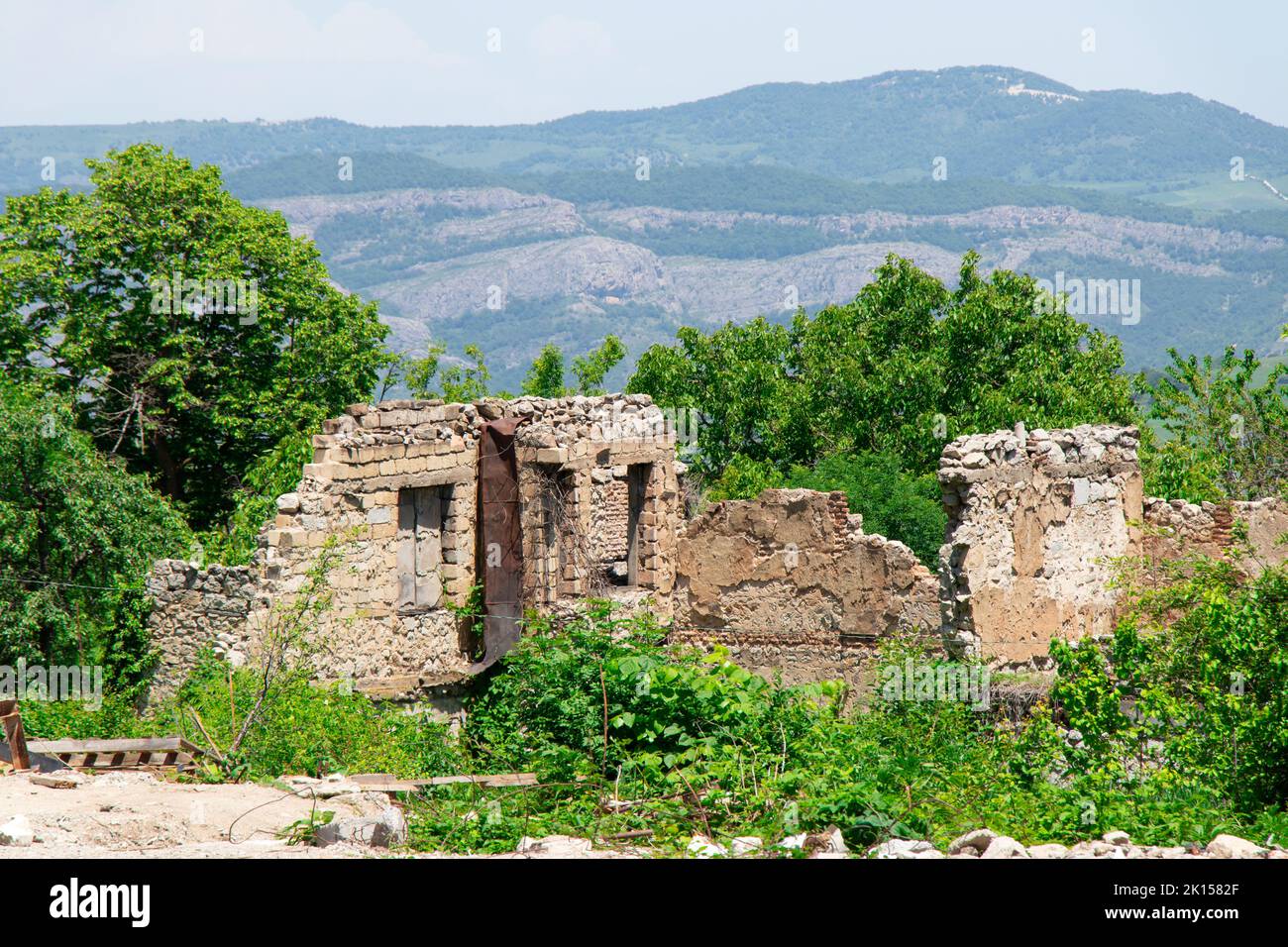 Destroyed houses during Karabakh war in Shusha city of Azerbaijan ...