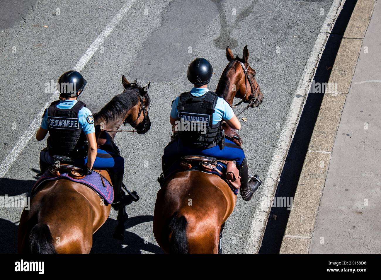 Paris, France - September 14, 2022 Police patrol the streets of Paris ...