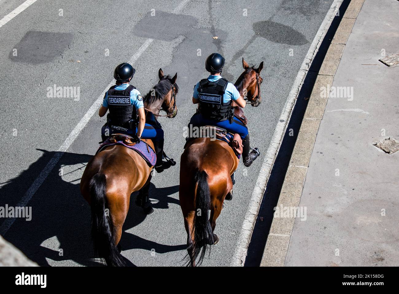 Paris, France - September 14, 2022 Police patrol the streets of Paris ...