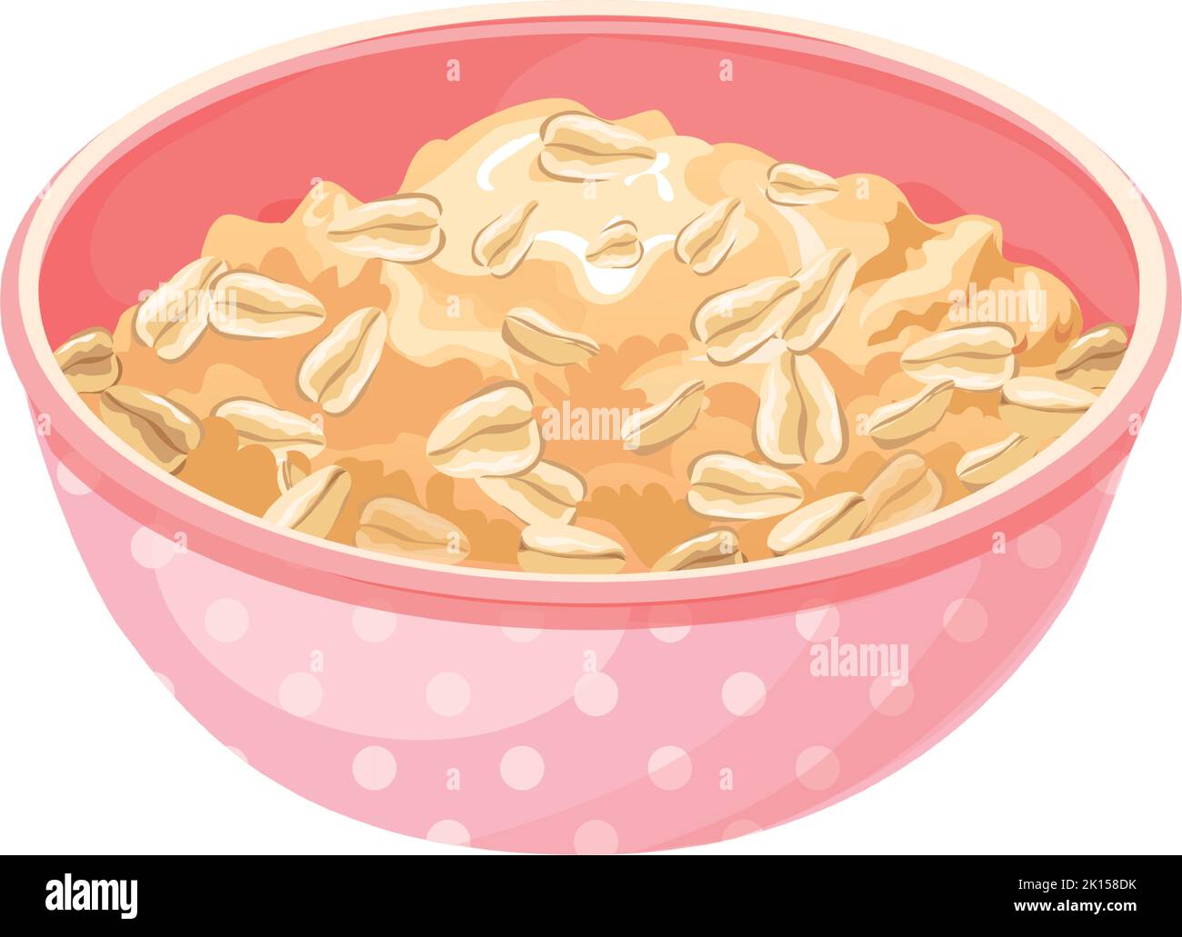 Oatmeal cereal in bowl. Cartoon healthy breakfast icon isolated on ...