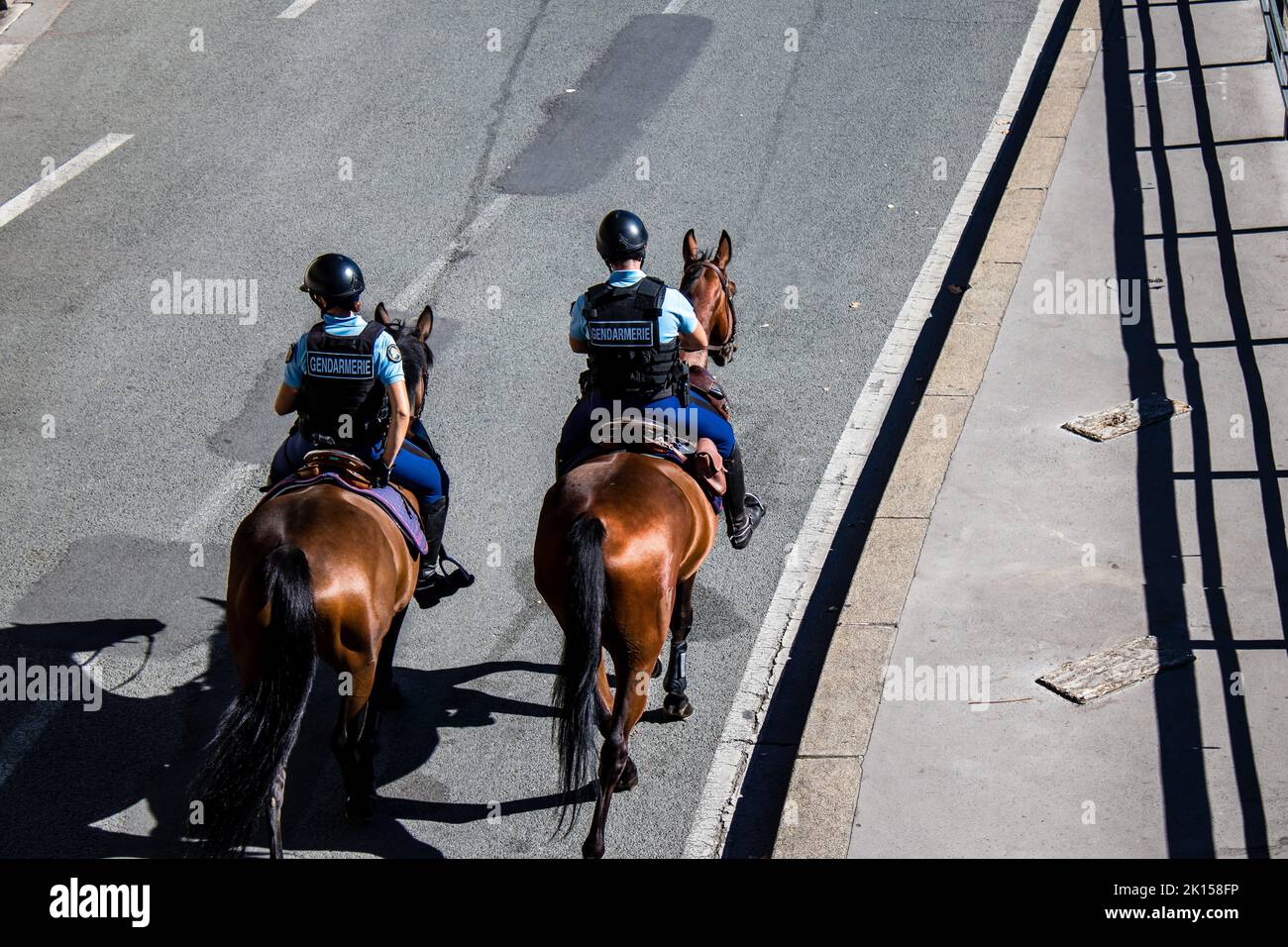 Paris, France - September 14, 2022 Police patrol the streets of Paris ...