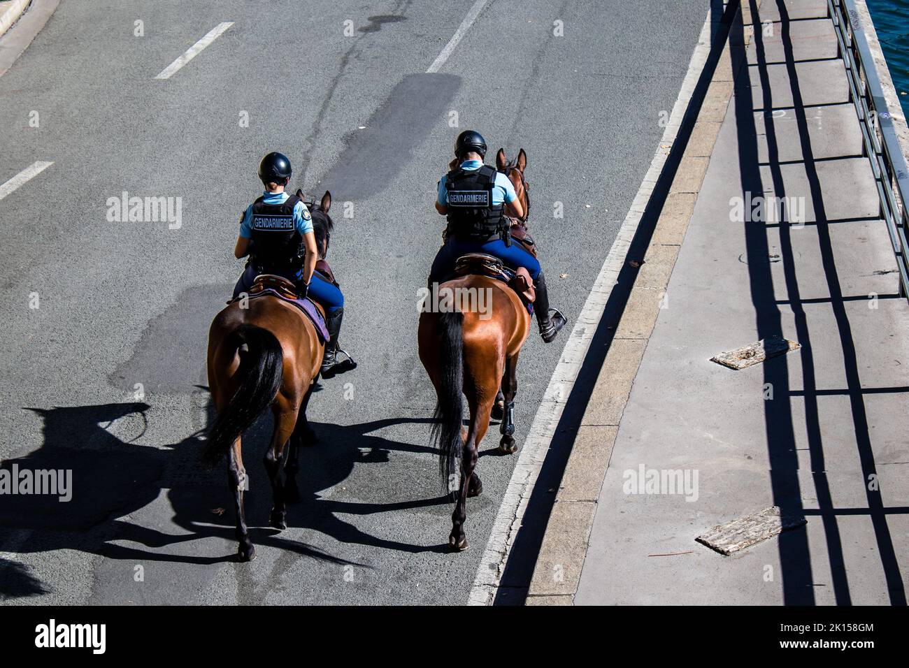 Paris, France - September 14, 2022 Police patrol the streets of Paris ...