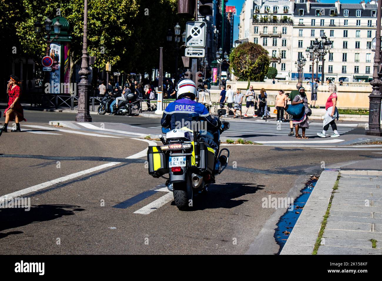 Paris, France - September 14, 2022 Police patrol the streets of Paris ...