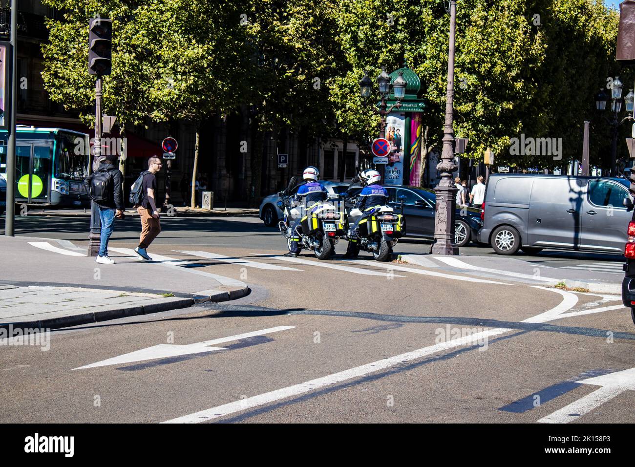 Paris, France - September 14, 2022 Police patrol the streets of Paris ...