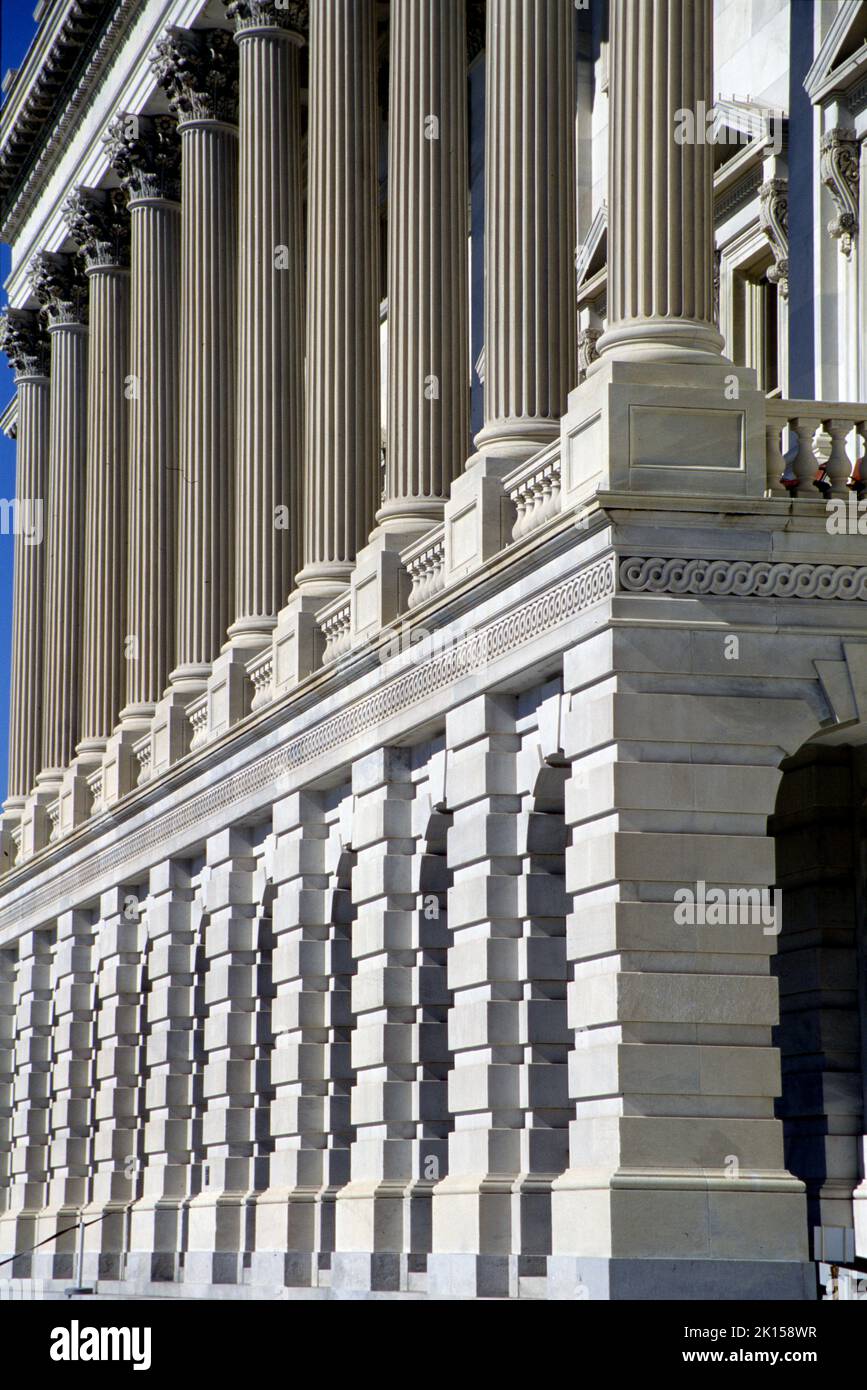 US Capitol Building Details, tightly cropped shot of facade of the ...