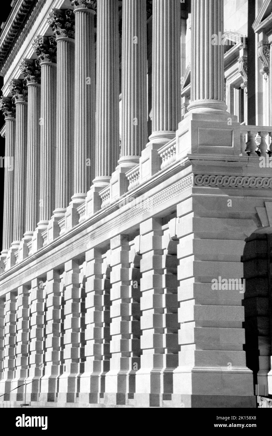 US Capitol Building Details, tightly cropped shot of facade of the ...