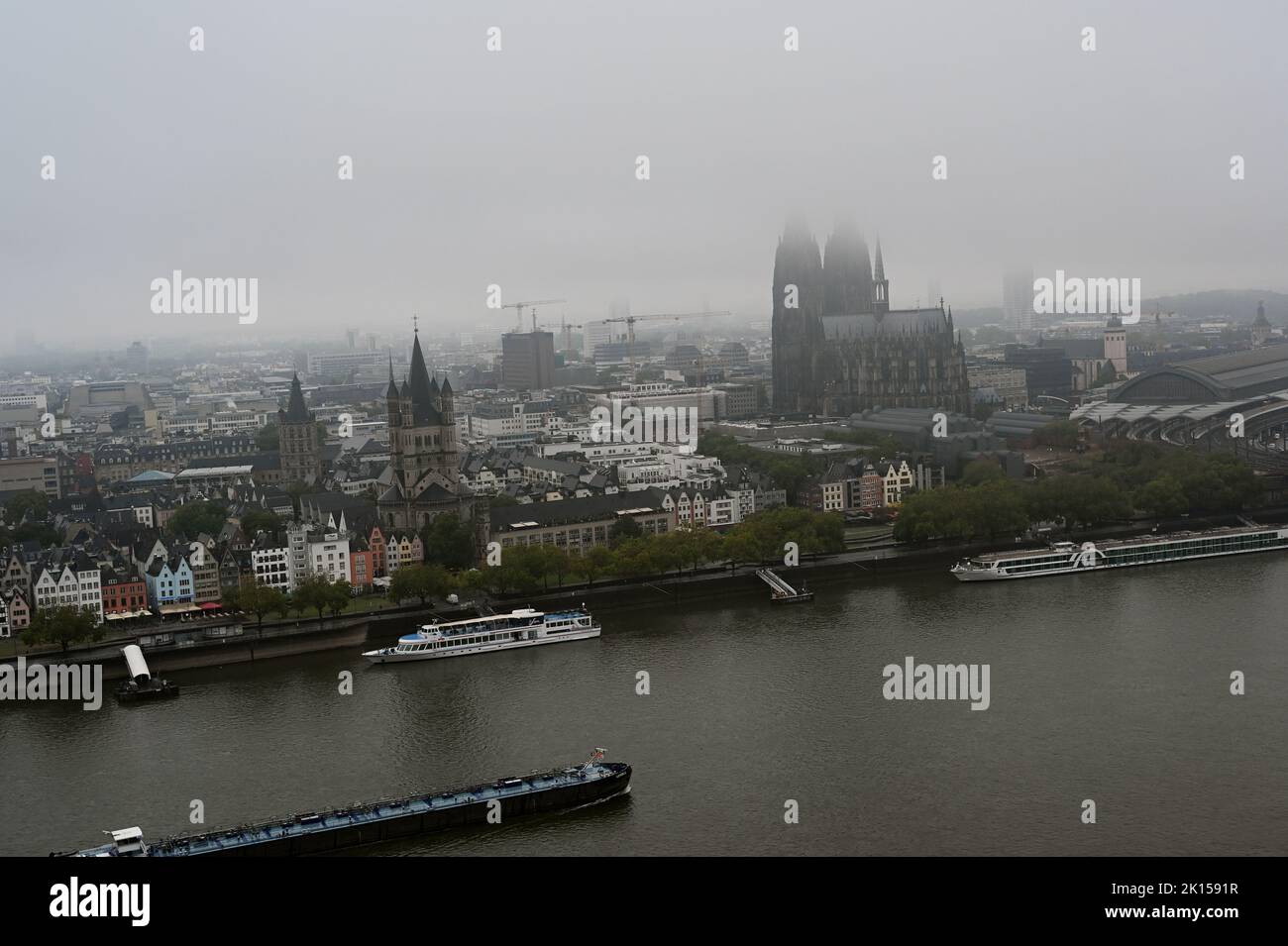 Bank towers and cathedral in the fog hi-res stock photography and ...