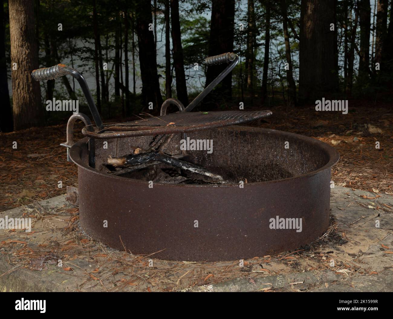 Campfire safety ring at Jordan Lake in North Carolina Stock Photo - Alamy