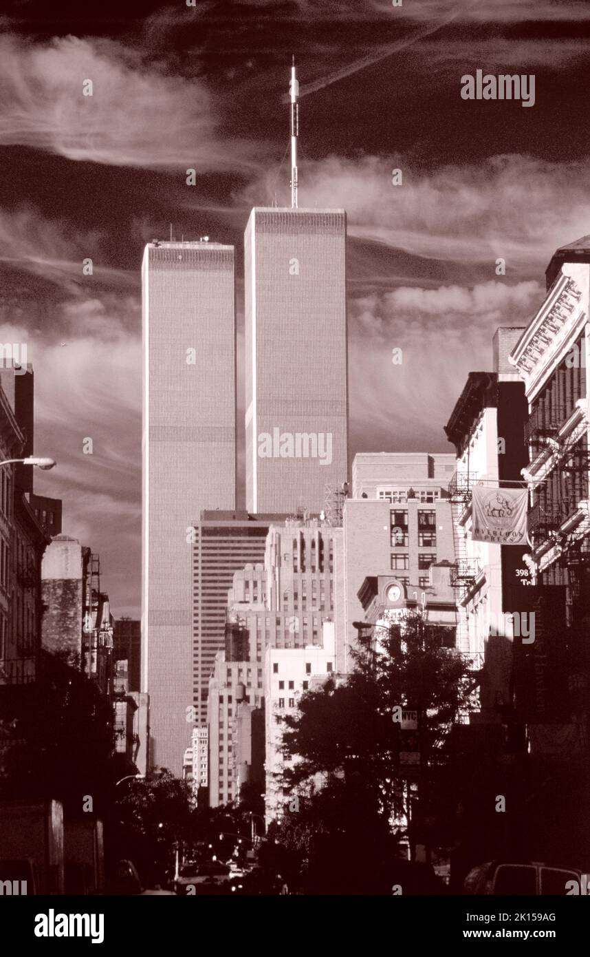 The Twin Towers at the WTC, World Trade Center, peacefully dominating ...
