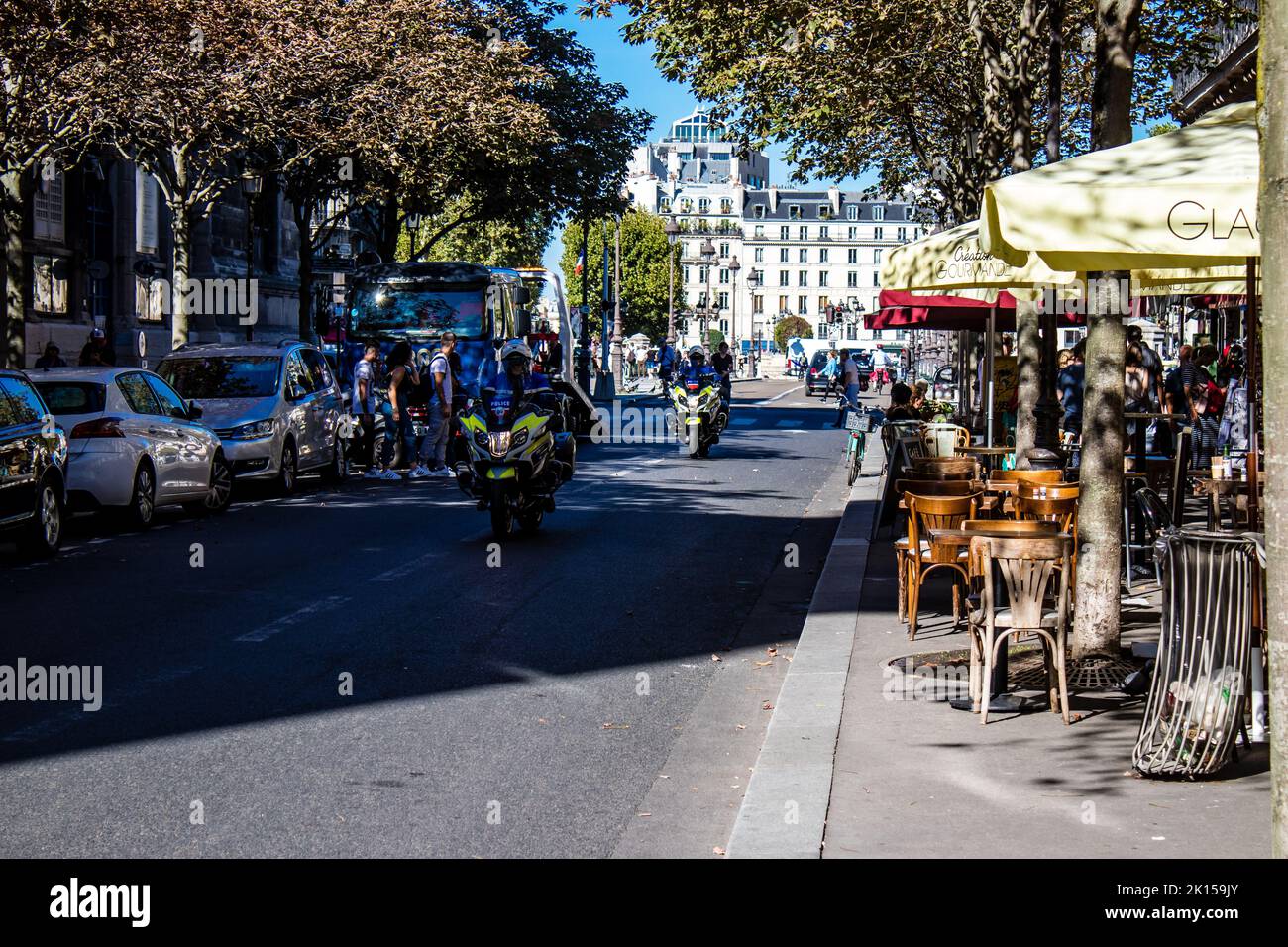 Paris, France - September 14, 2022 Police patrol the streets of Paris ...