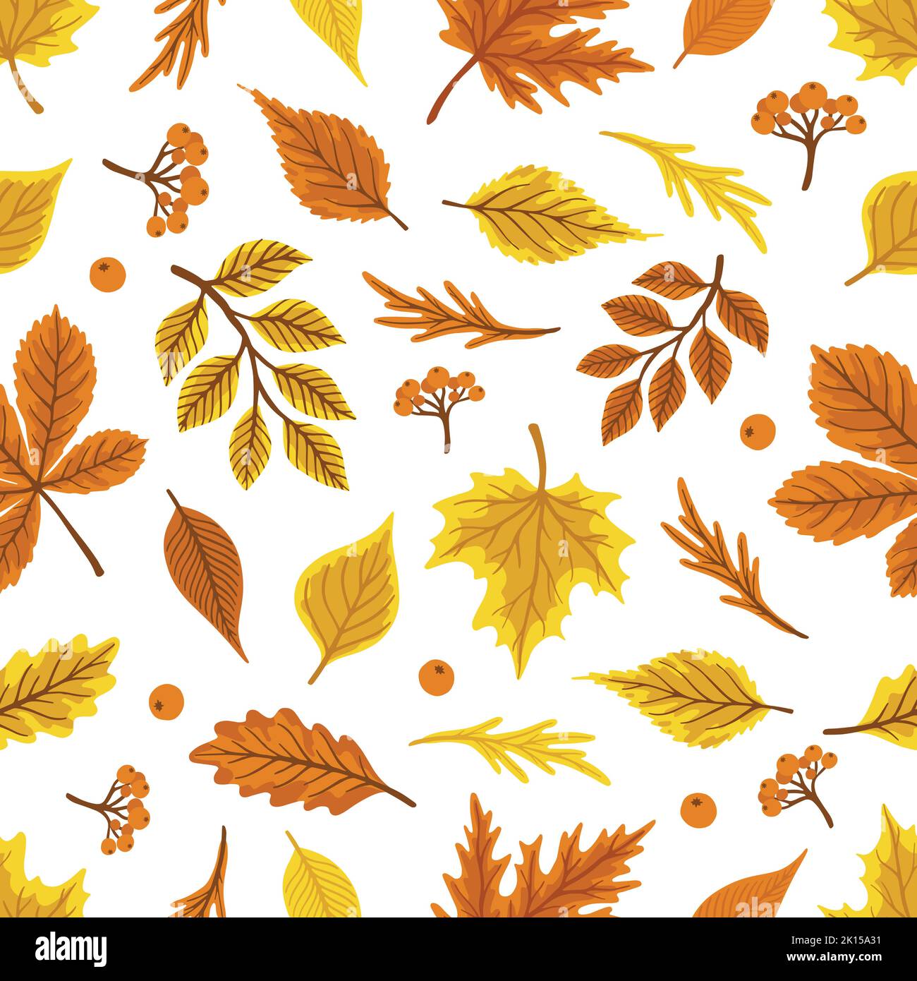 Seamless pattern with acorns, autumn leaves, mushrooms. Perfect for ...