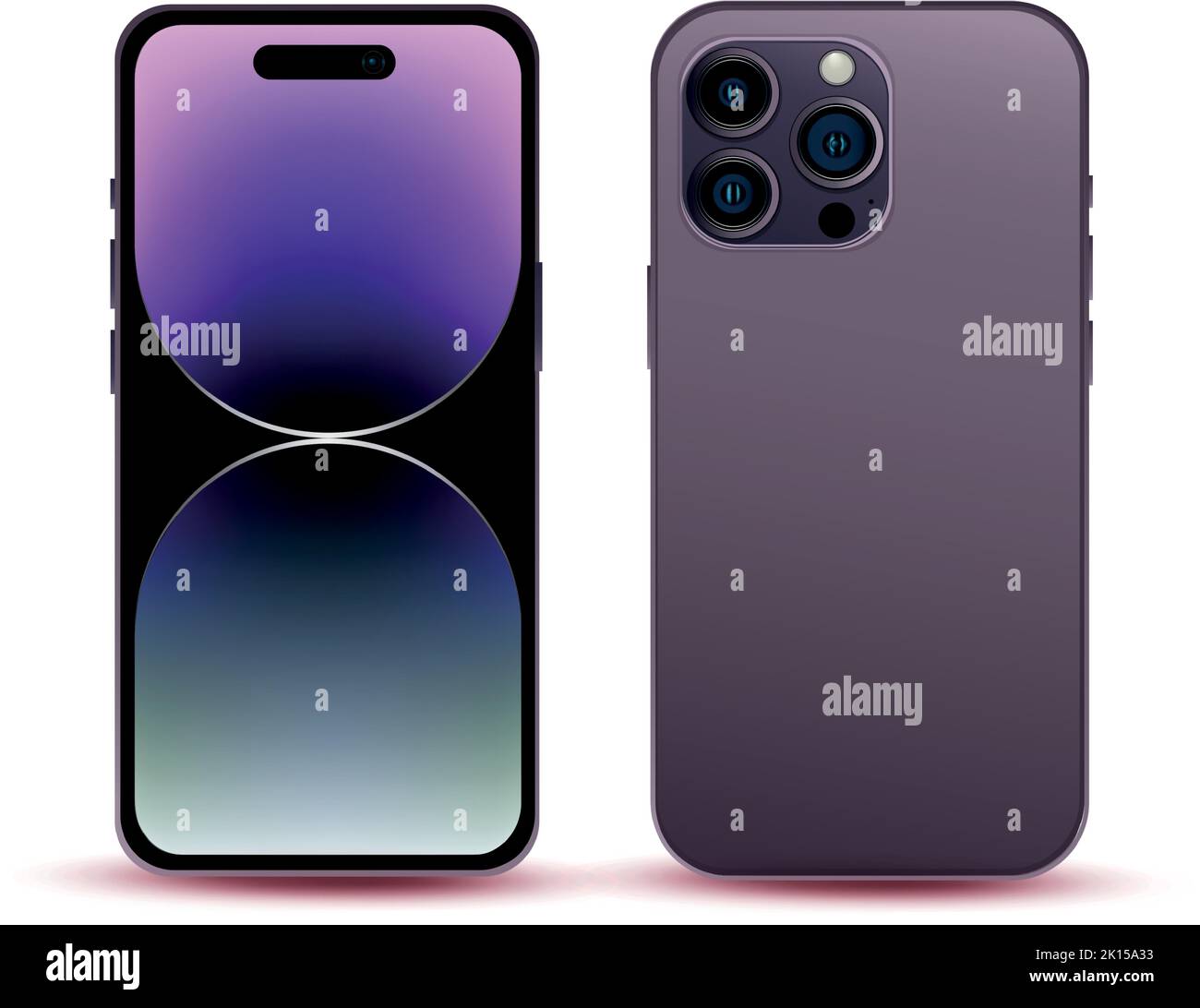 Purple smartphone, model phone 14 PRO, IT industry novelty, original ...