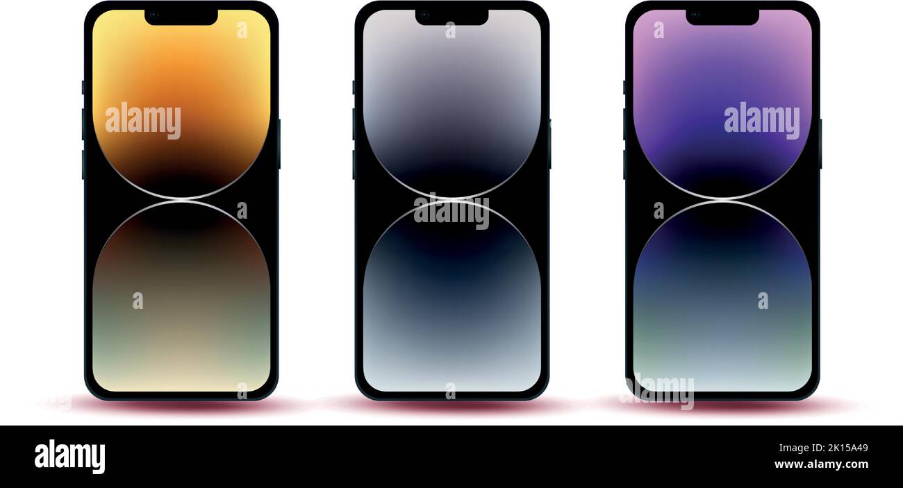 Set 3 pcs. modern smartphone 14, official backgrounds for advertising ...