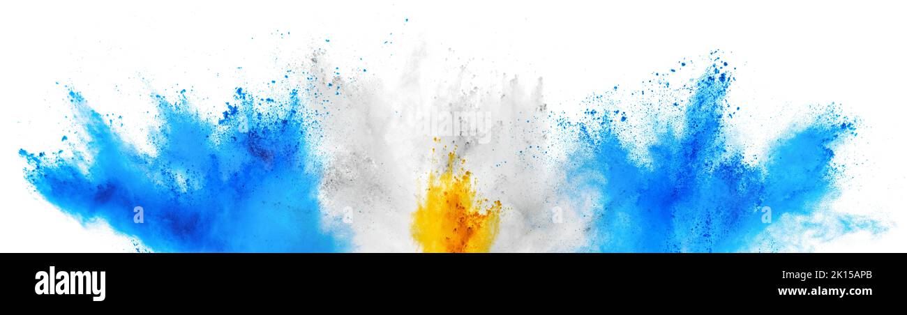 colorful argentinian flag cyan blue yellow color holi paint powder ...