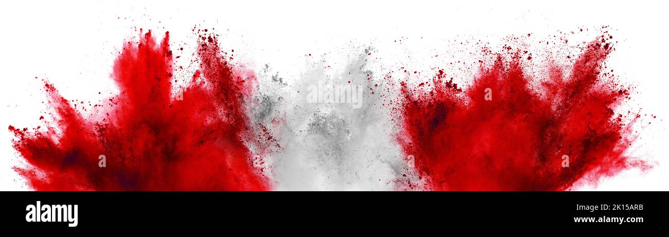 colorful red white red austrian flag color holi paint powder explosion ...