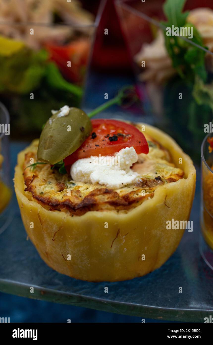 appetizer in tartlets with capers and tomato Stock Photo - Alamy