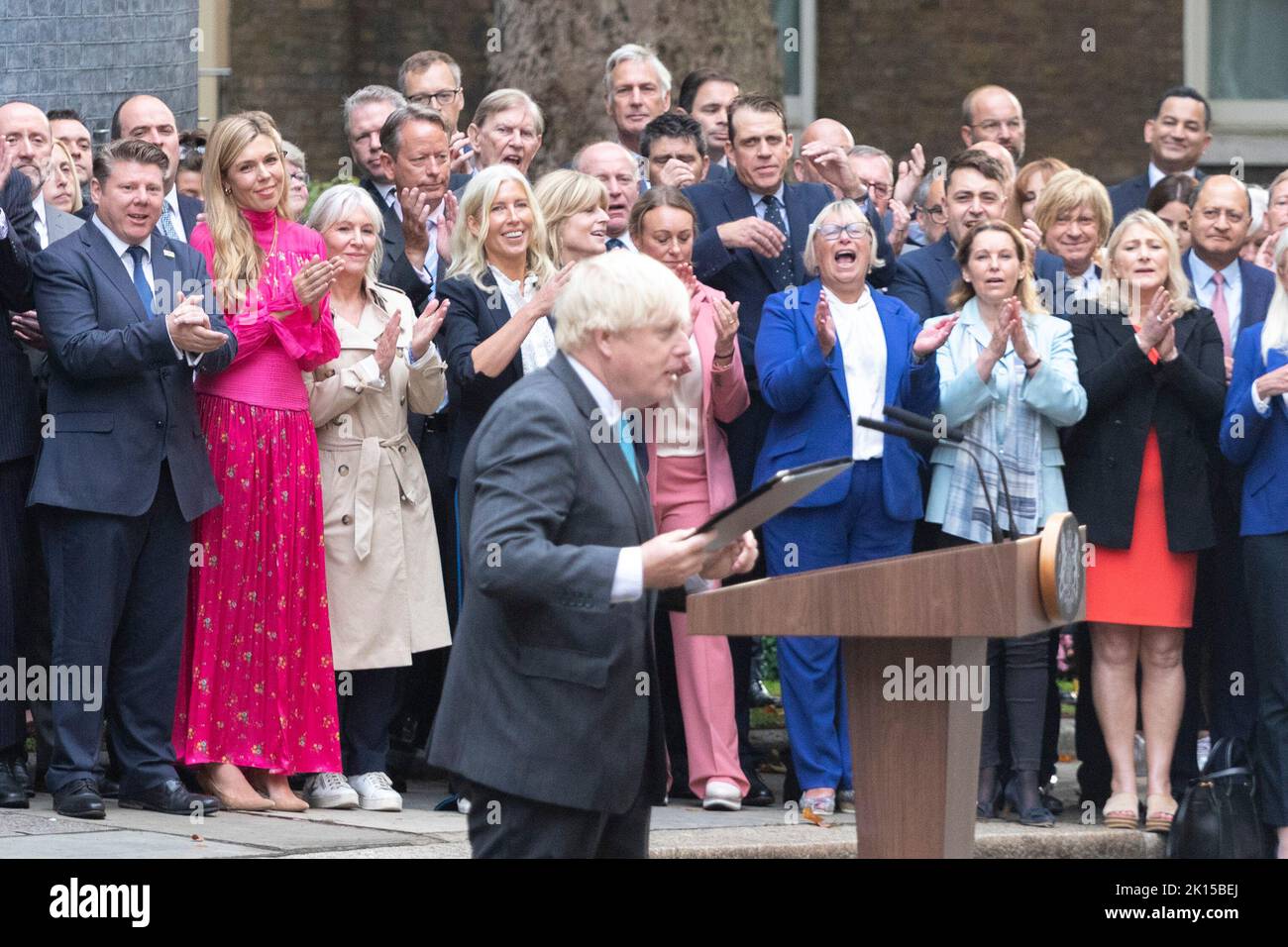 Outgoing Prime Minister Boris Johnson delivers his last speech at ...