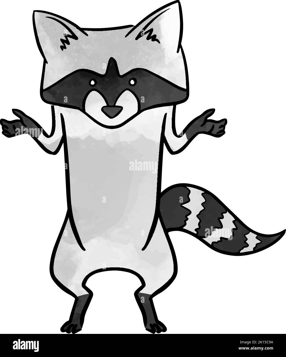 Watercolor style hand drawn confused raccoon Stock Vector Image & Art ...