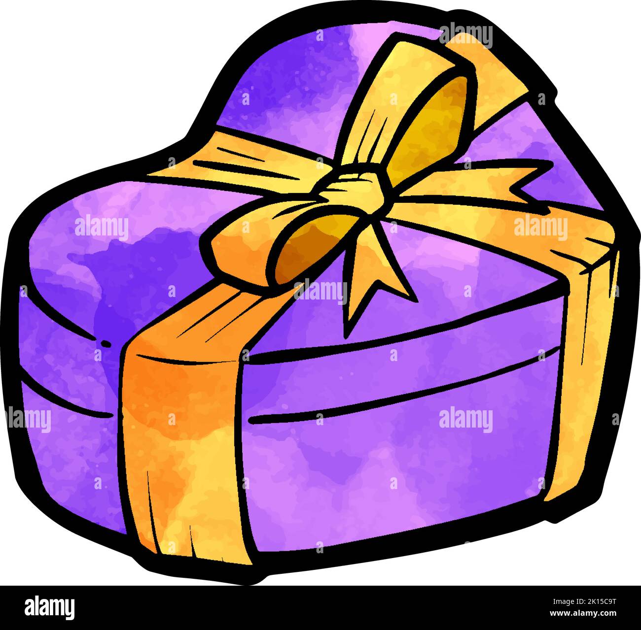 Watercolor style heart shape box hand drawn Stock Vector Image & Art ...