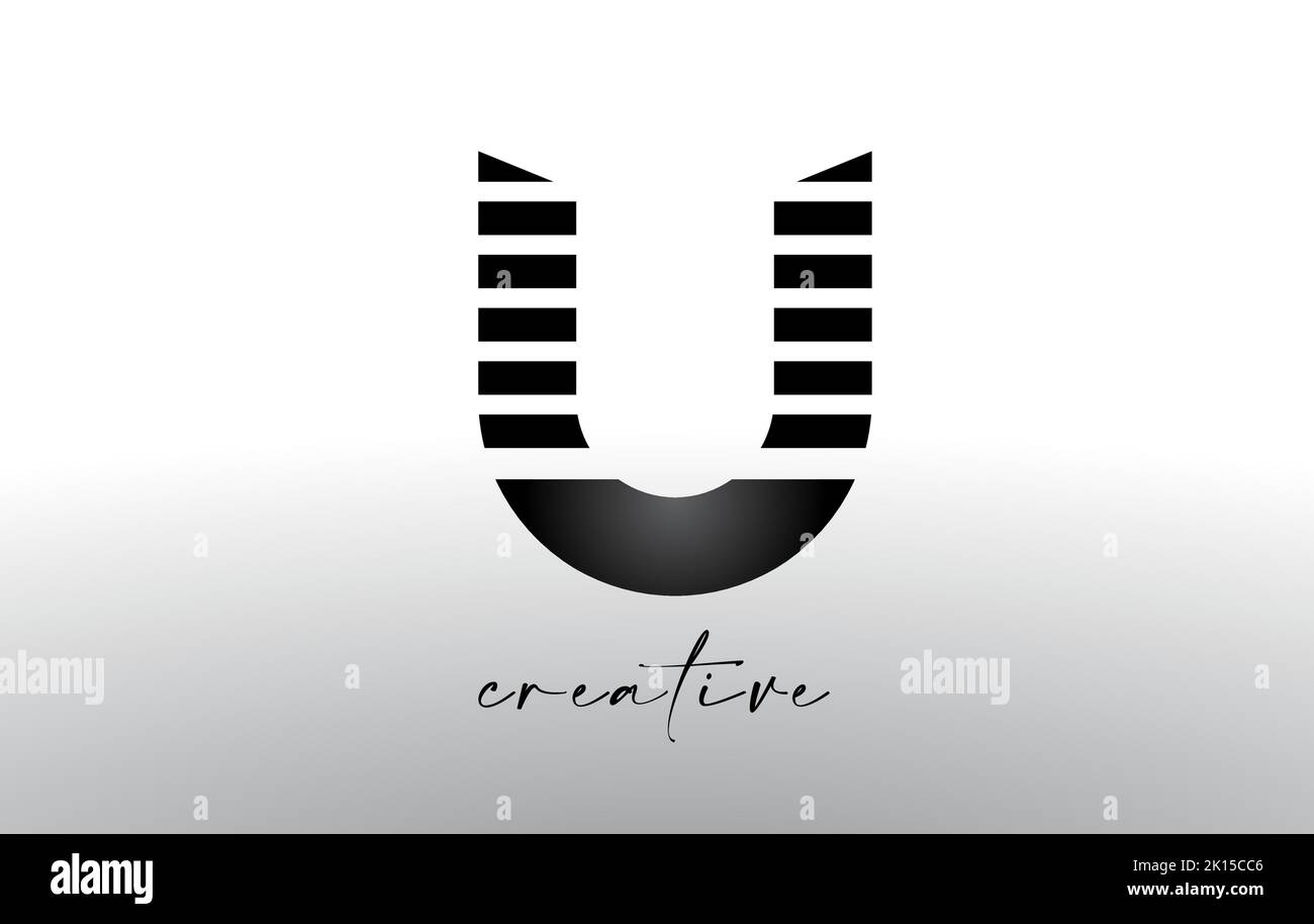 Lines Letter U Logo Design with Creative Lines Cut on half of The ...
