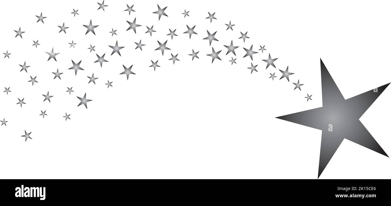 Shooting star with star trails Black and white creative graphic Stock ...