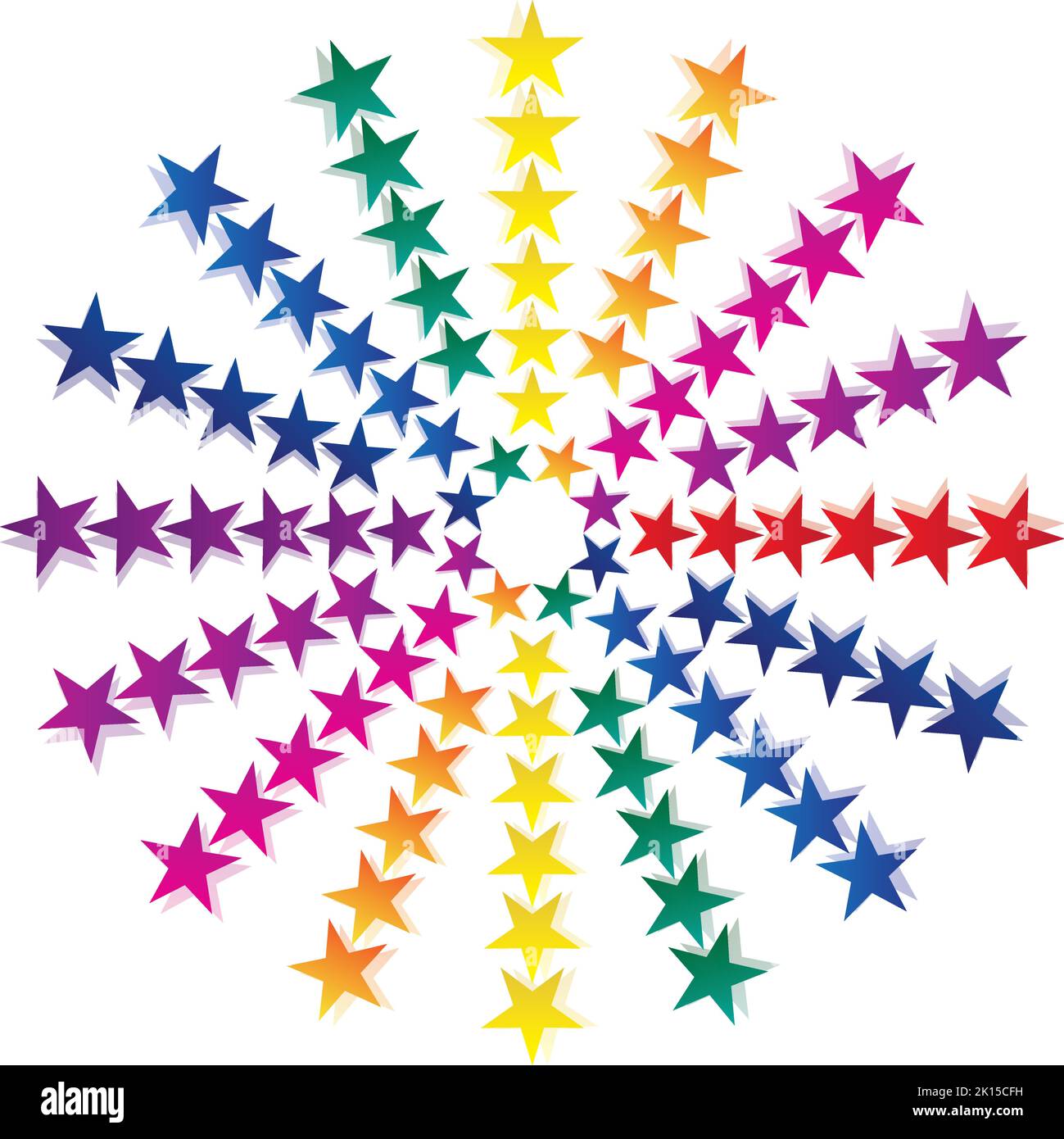 Colorful Radial Star Graphic Starburst Creative Rainbow Shades Stock ...