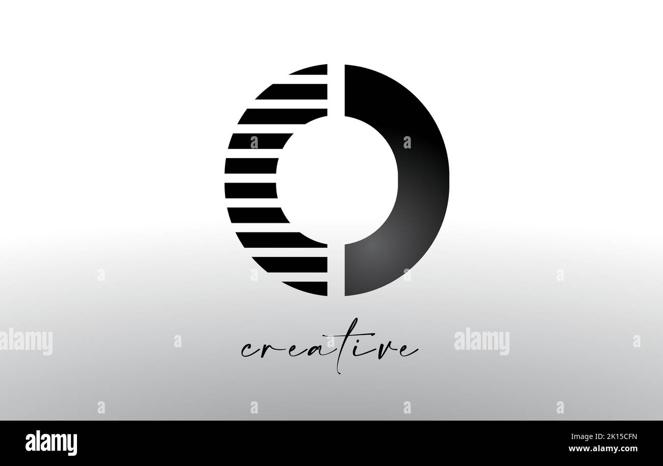 Lines Letter O Logo Design with Creative Lines Cut on half of The ...