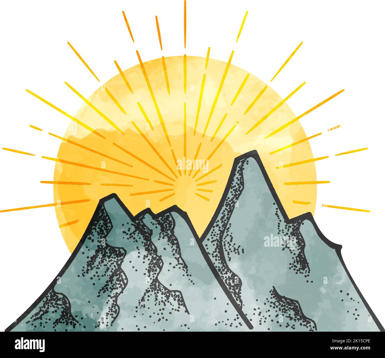 Watercolor mountain pencil drawing Cut Out Stock Images & Pictures - Alamy