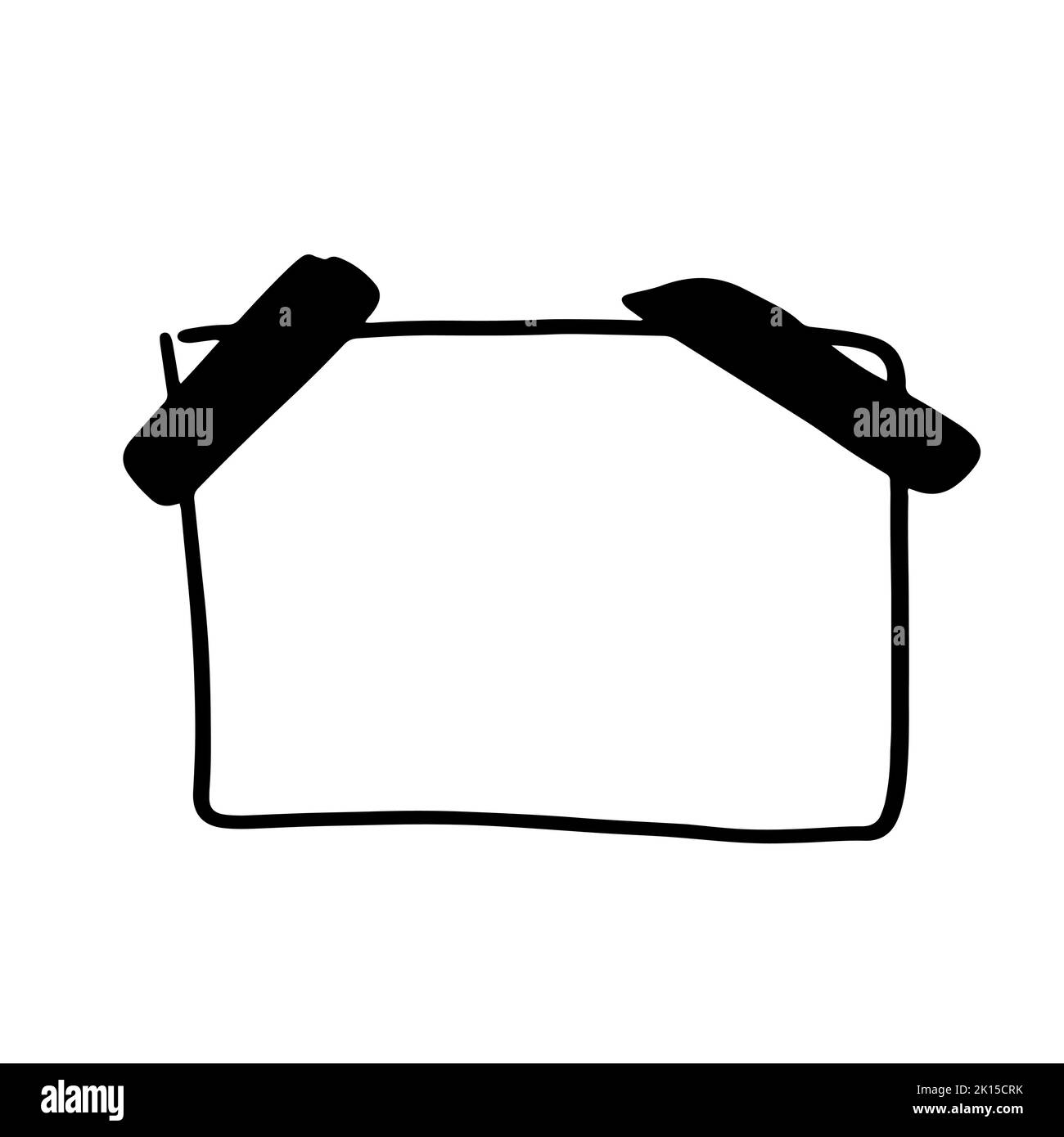 Rectangular hand drawn frame. Doodle in linear style with scribble ...