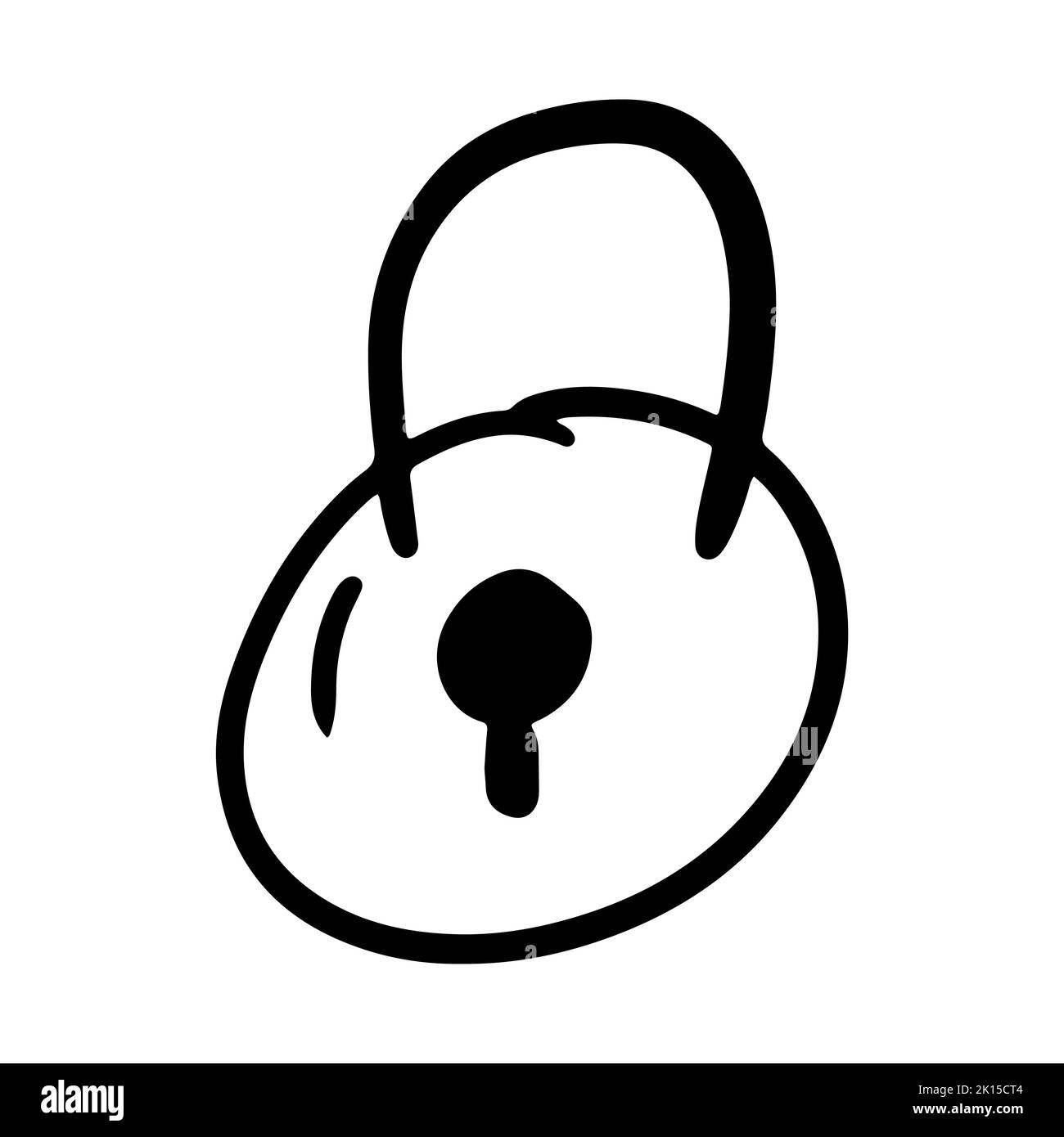 Hand drawn lock padlock. Doodle protection security icon isolated on ...