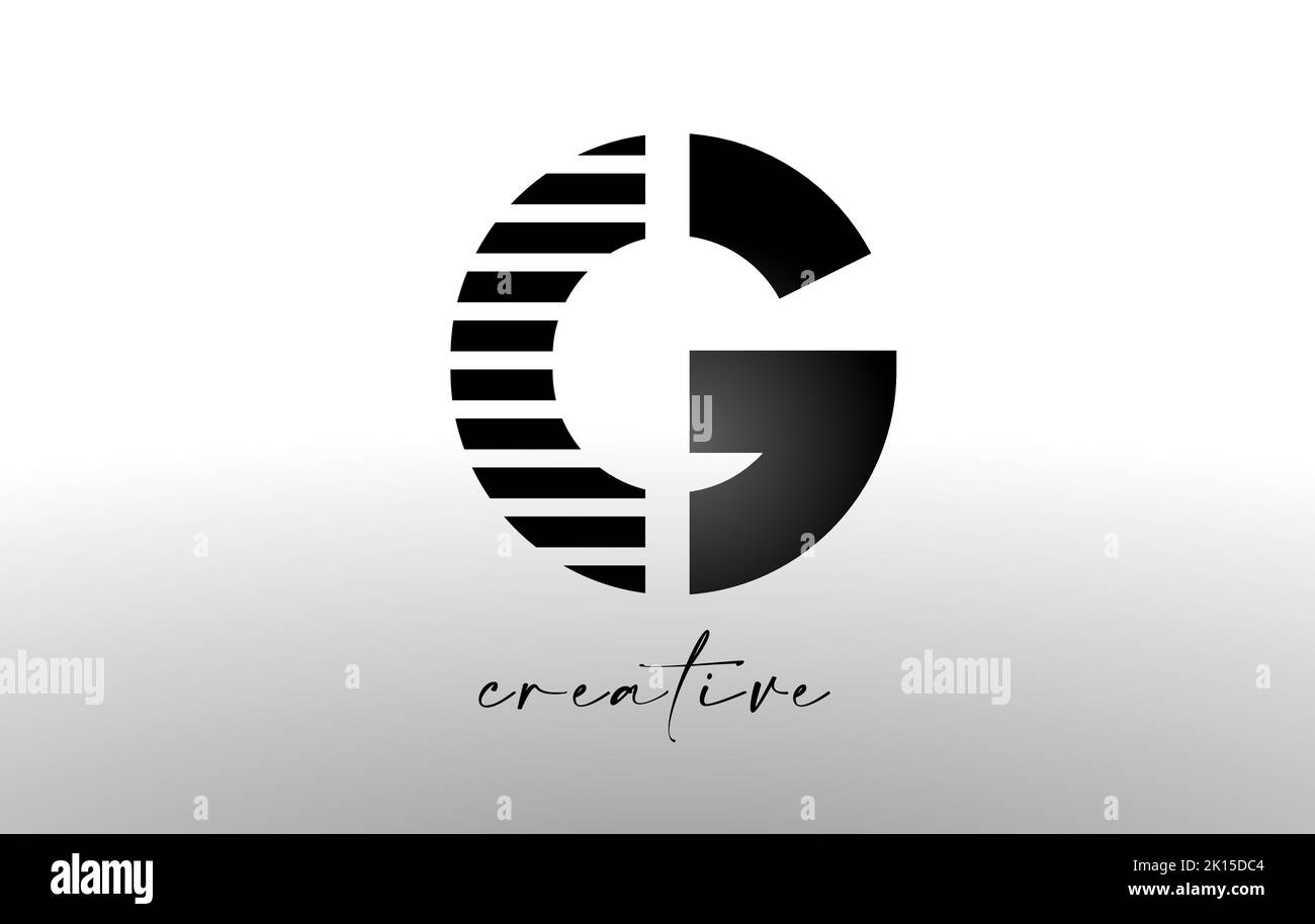 Lines Letter G Logo Design with Creative Lines Cut on half of The ...