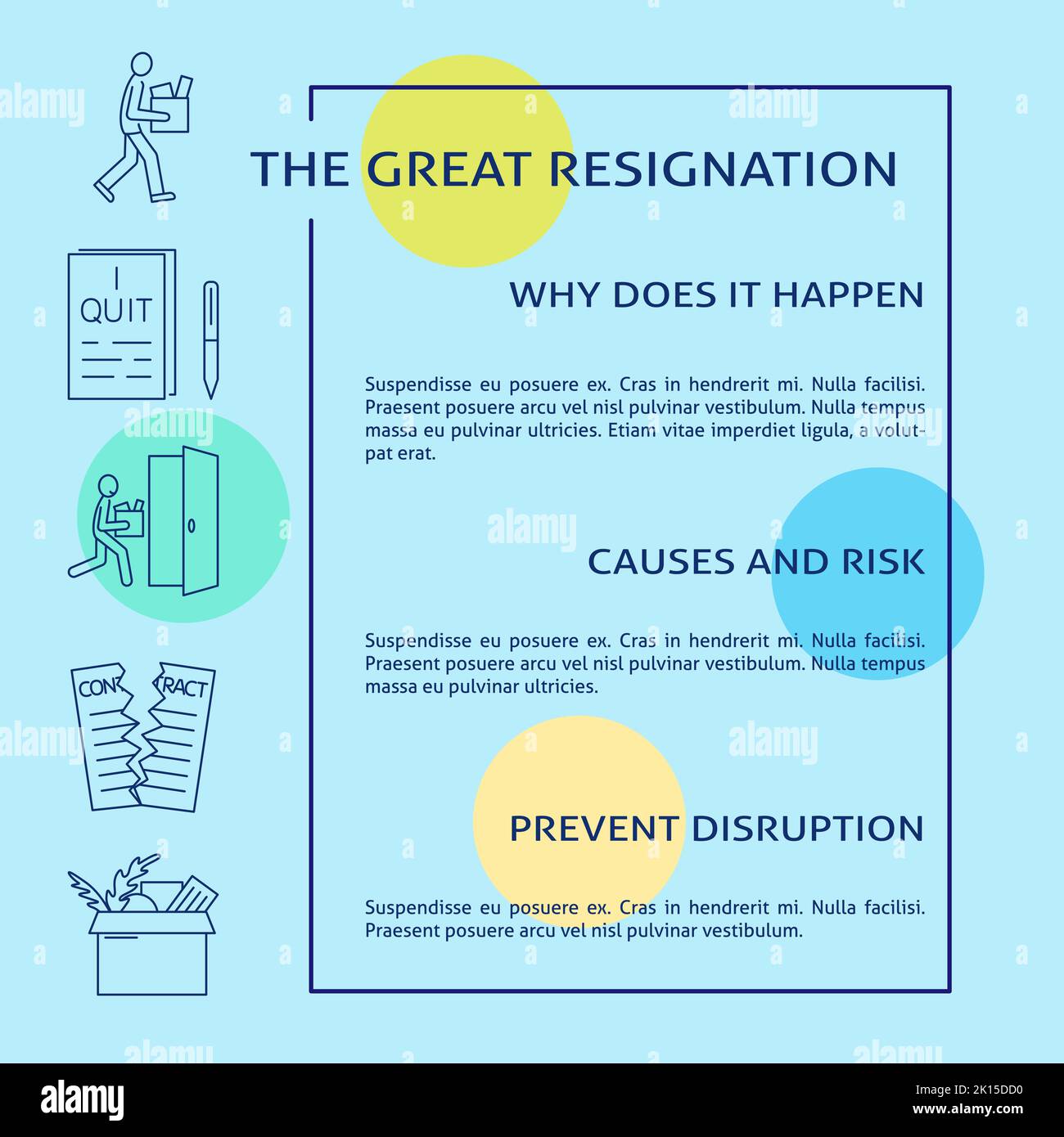 The Great Resignation banner template. Quitting job symbols and place ...