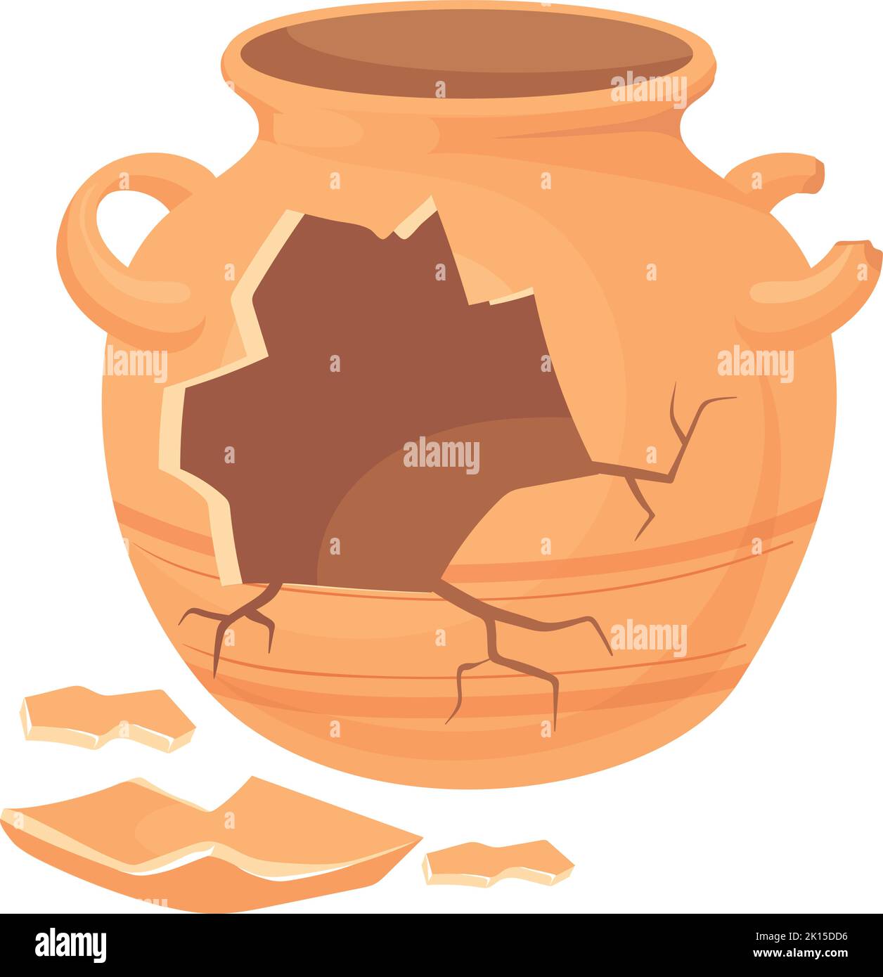 Cracked ceramic pot. Old ancient clay artefact isolated on white ...