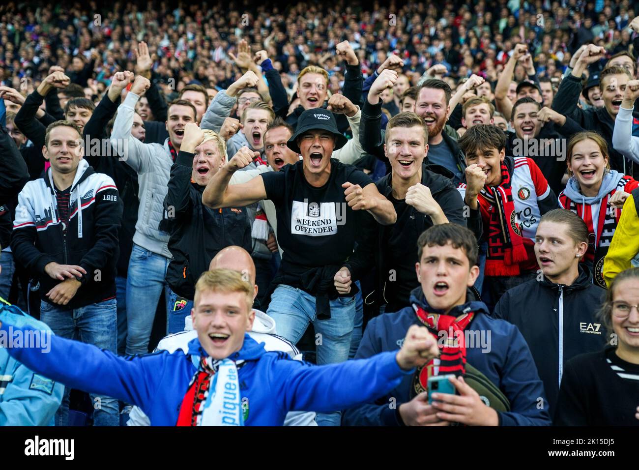 Rotterdam - Feyenoord supporters celebrating the 4-0 during the match ...